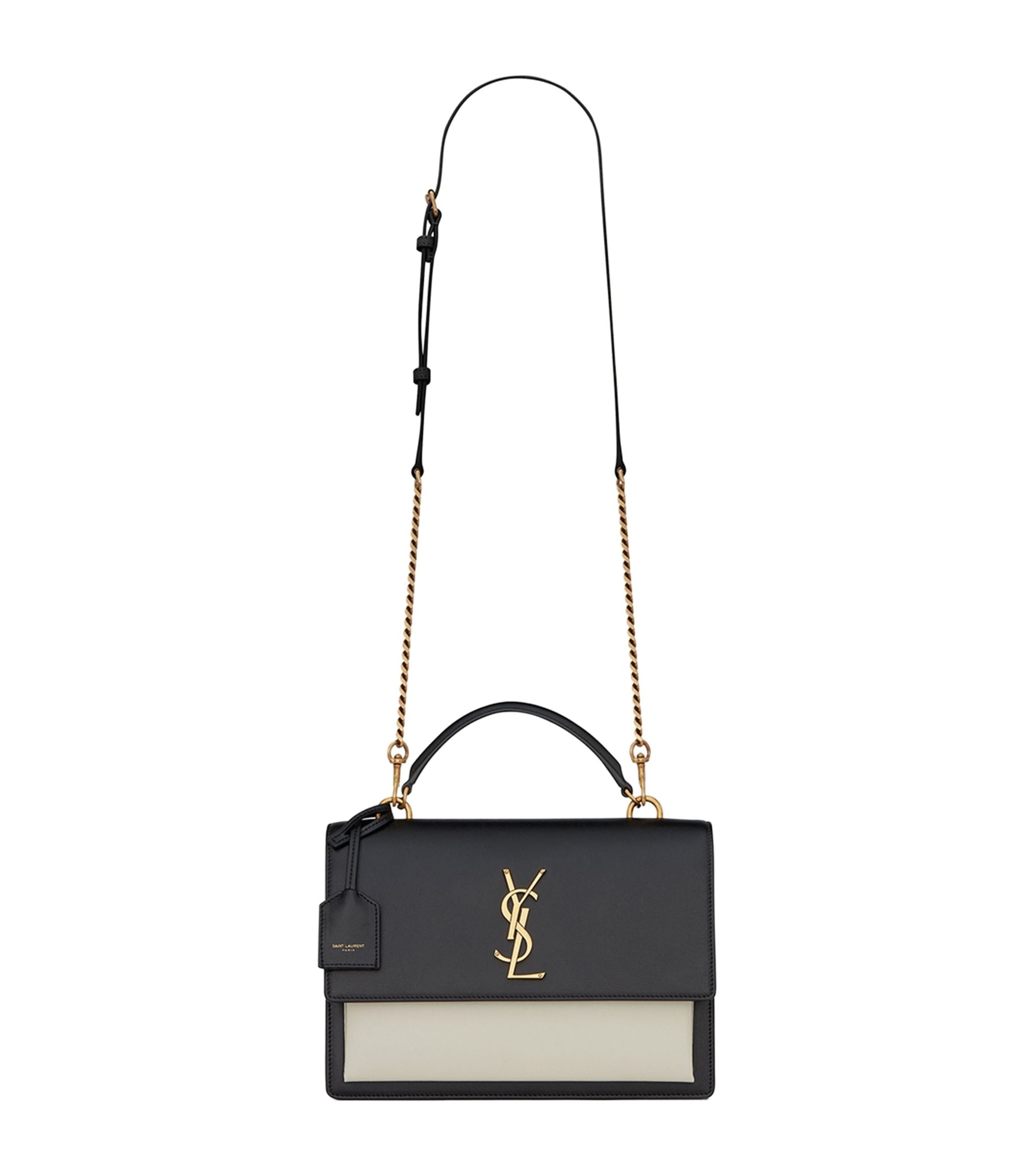Saint Laurent Medium Sunset Bag Cream Black Gold Hardware – EKOLUV